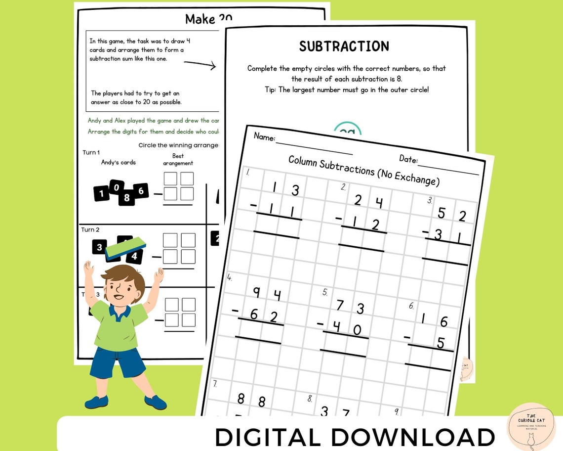 Addition Subtraction Worksheets, 2nd Grade Printables, Home School ...