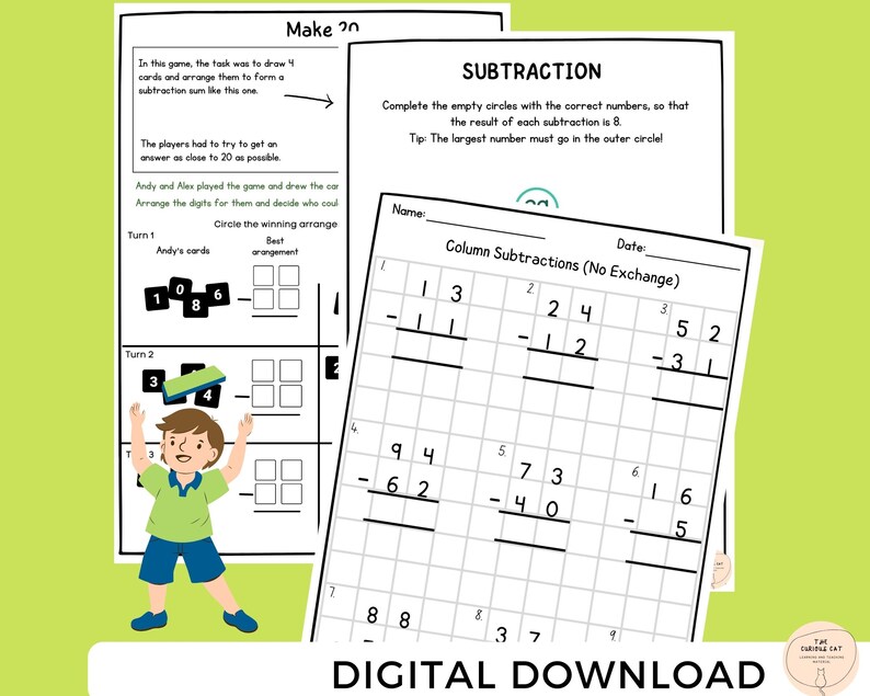 Addition Subtraction Worksheets, 2nd Grade Printables, Home School ...