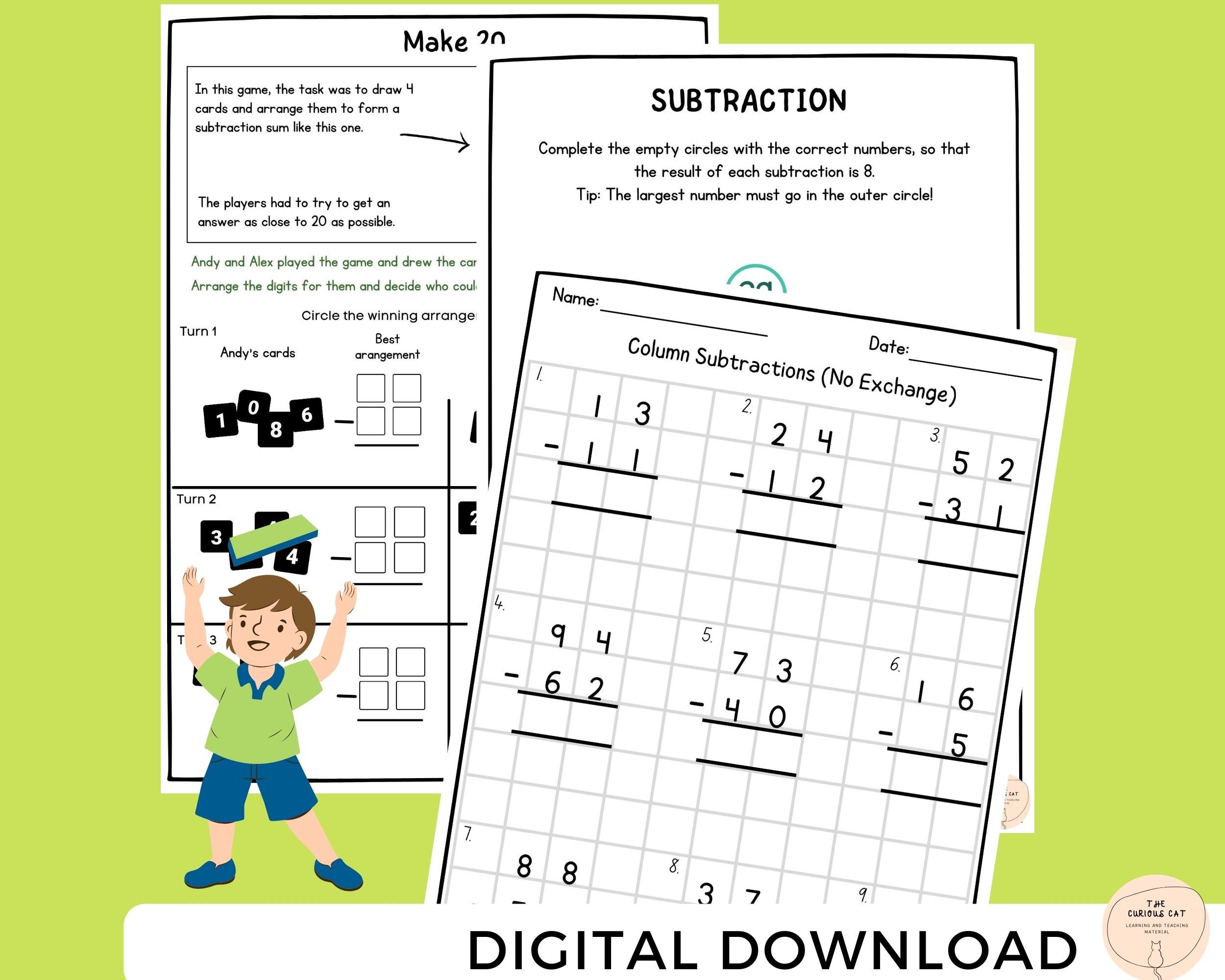 Addition Subtraction Worksheets, 2nd Grade Printables, Home School ...