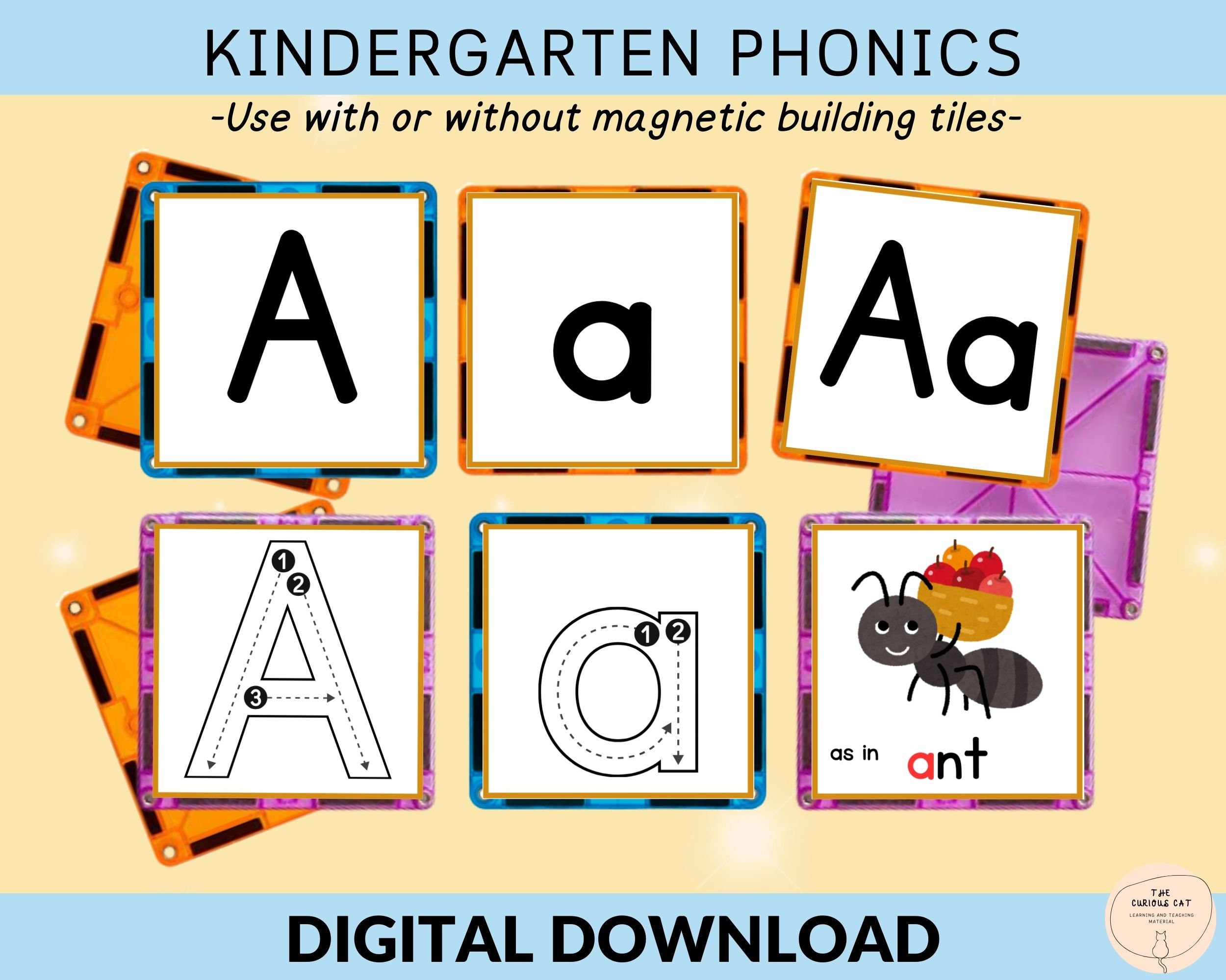 Phonics Alphabet Flashcards, Kindergarten Activity Cards, Magnetic ...