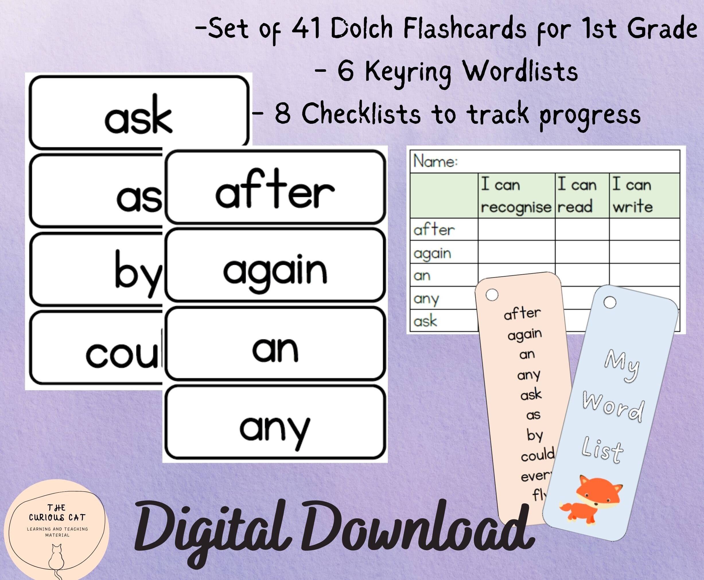 1st Grade Sight Words, Dolch, Word Lists, Checklists, Year 1 - Etsy Ireland
