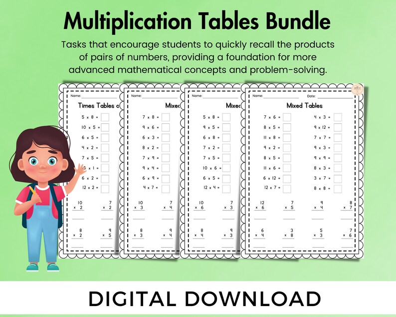 3rd Grade Maths Worksheets, Multiplication Printables, Digital Download ...