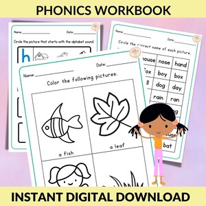 Phonics Worksheets Beginning Sounds, Reading and Writing Phonics ...