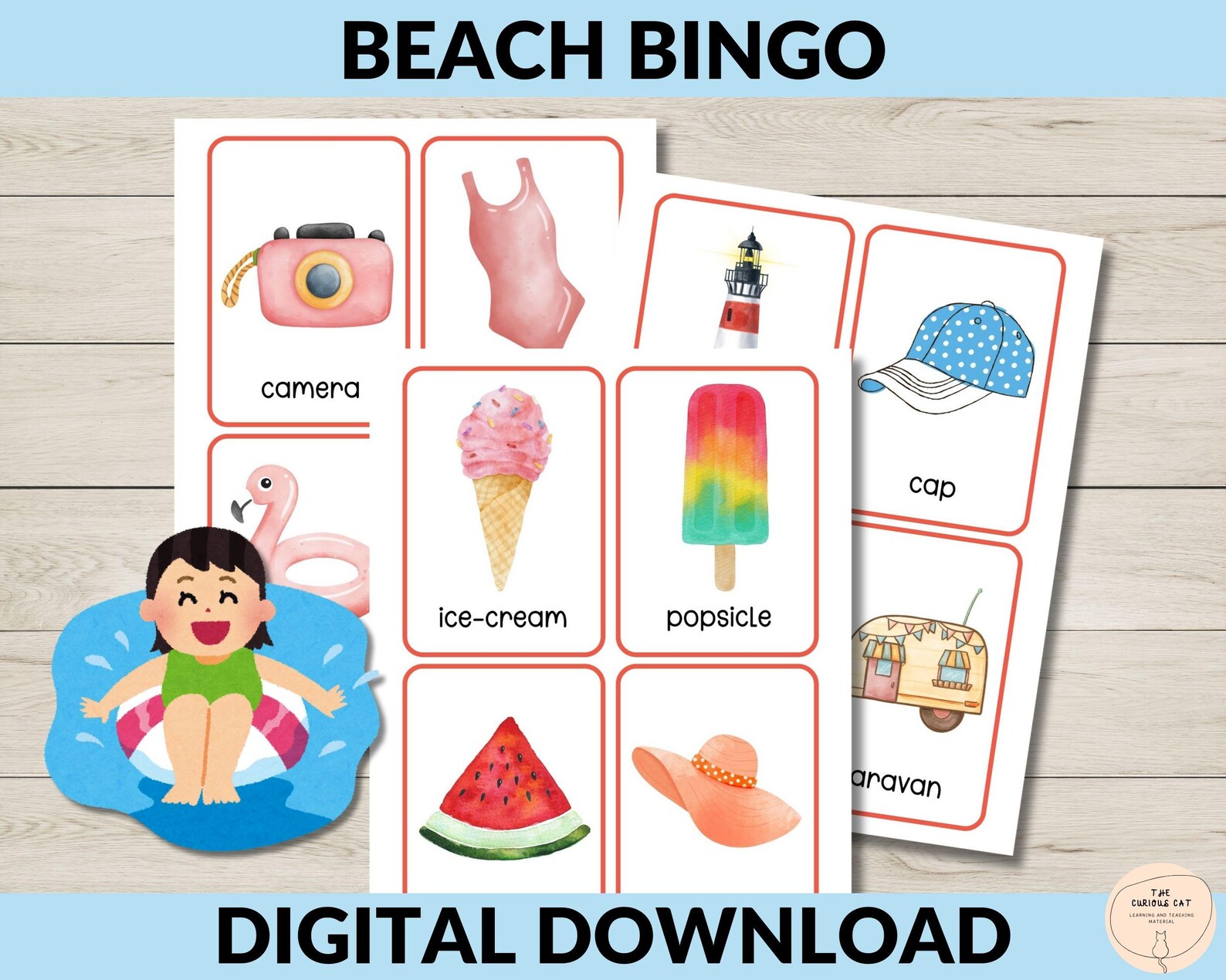 Kids Bingo Game, Beach Birthday Activity Pack, Fun Summer Printable ...