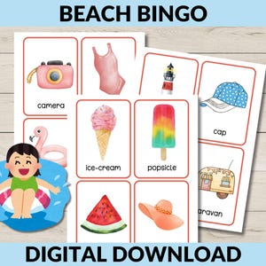 Kids Bingo Game, Beach Birthday Activity Pack, Fun Summer Printable ...