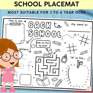 Printable Back to School Activity Placemat - First Day of School ...