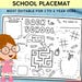 Printable Back to School Activity Placemat - First Day of School ...