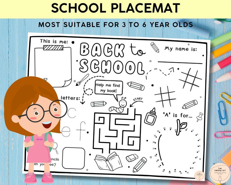 Printable Back to School Activity Placemat - First Day of School ...
