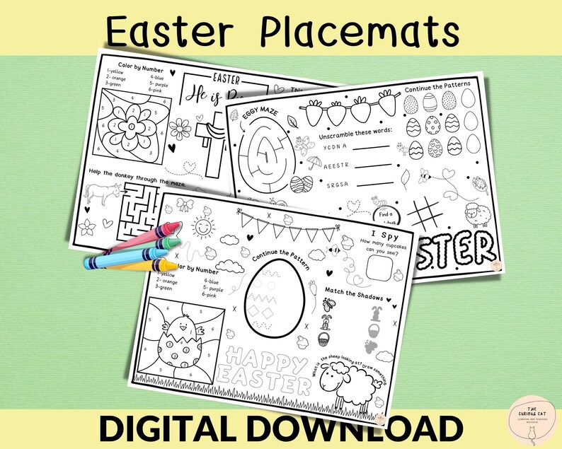 Easter Activity Placemats Easter Dinner Placemats for Kids Christian ...