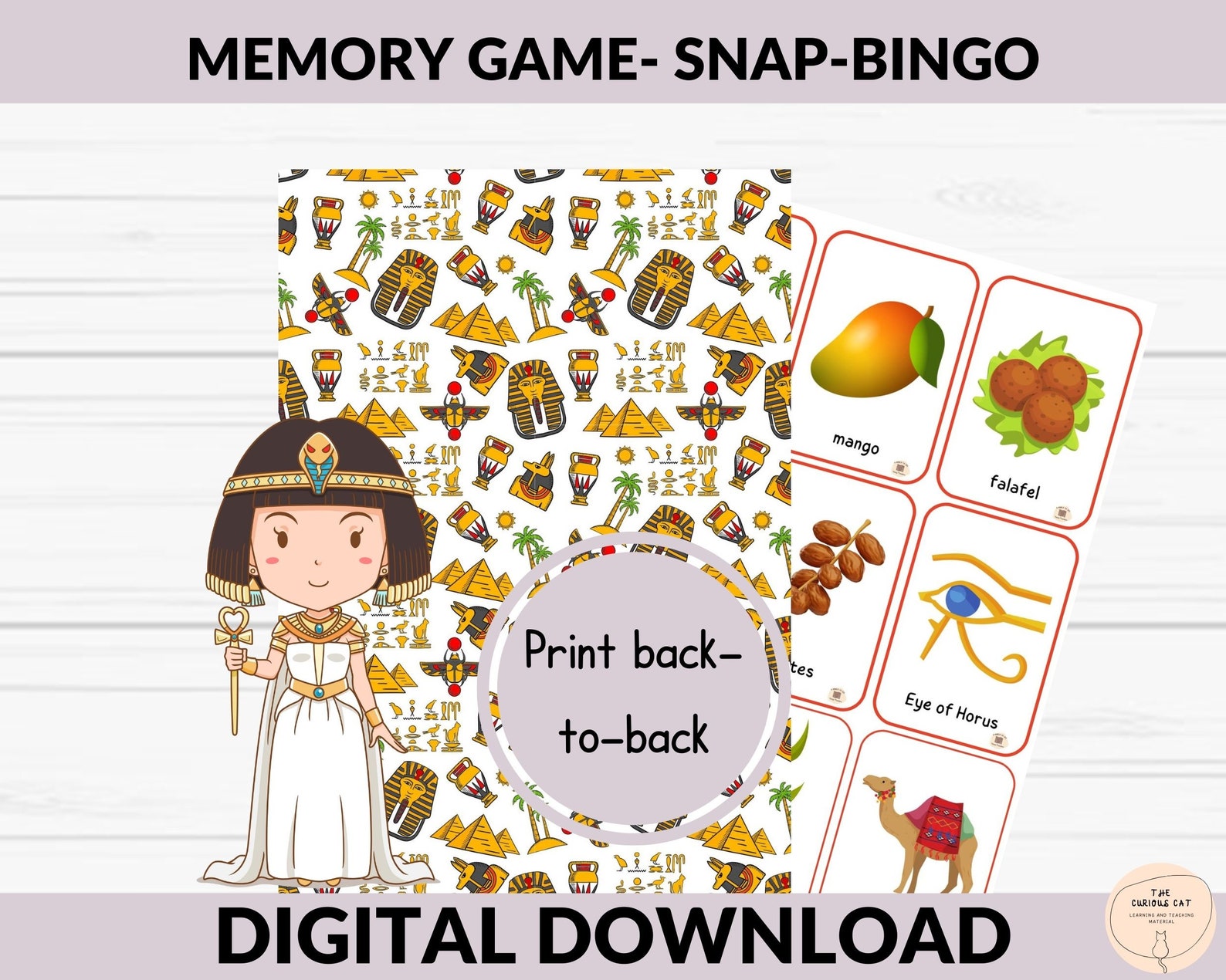 Egyptian-themed Game Set, Kids Printable Games, Ancient Egypt, Bingo ...