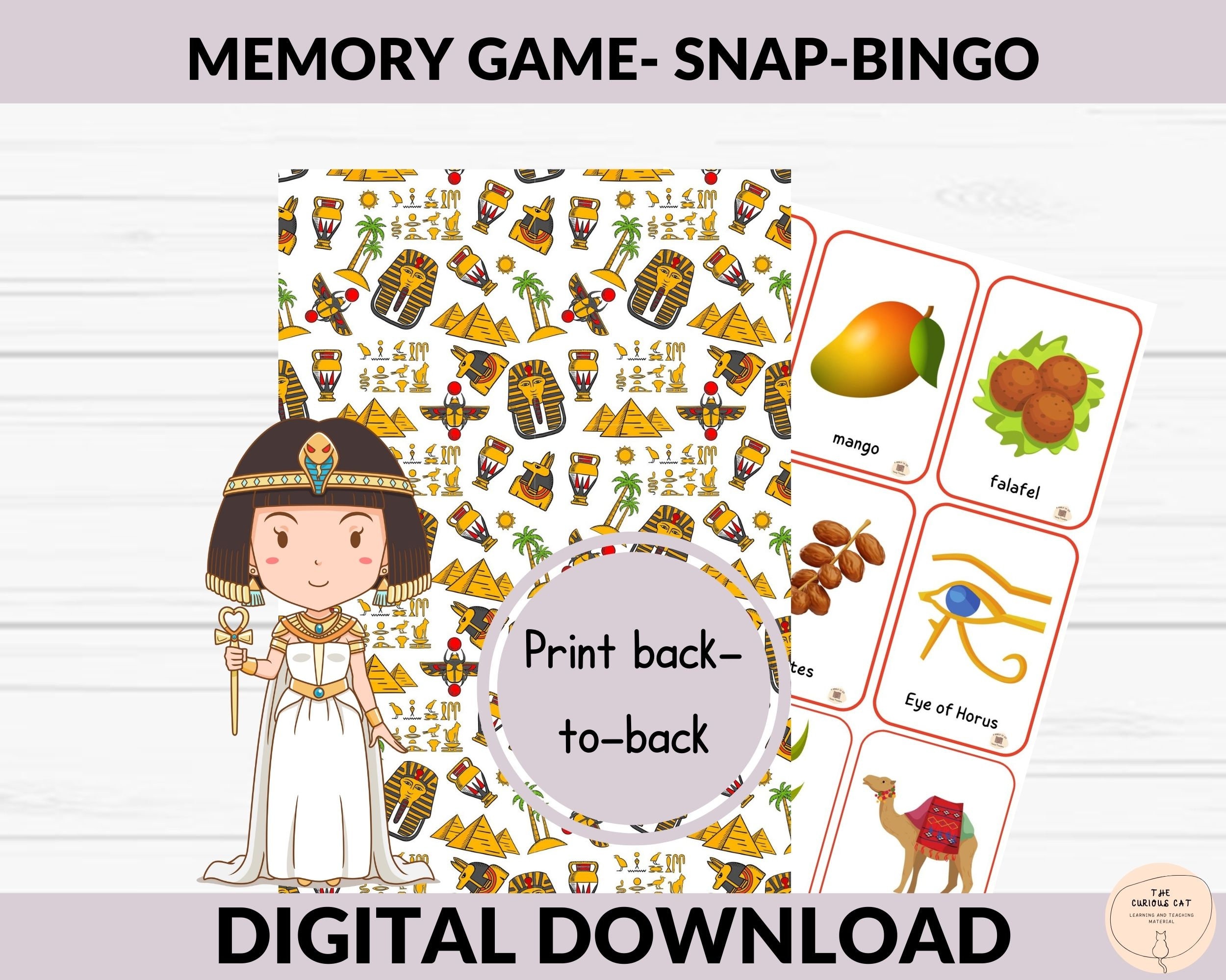 Egyptian-themed Game Set, Kids Printable Games, Ancient Egypt, Bingo ...