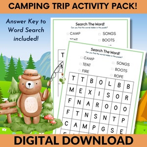 Kindergarten Printable Camping Activity Book, Coloring Pages & Games ...