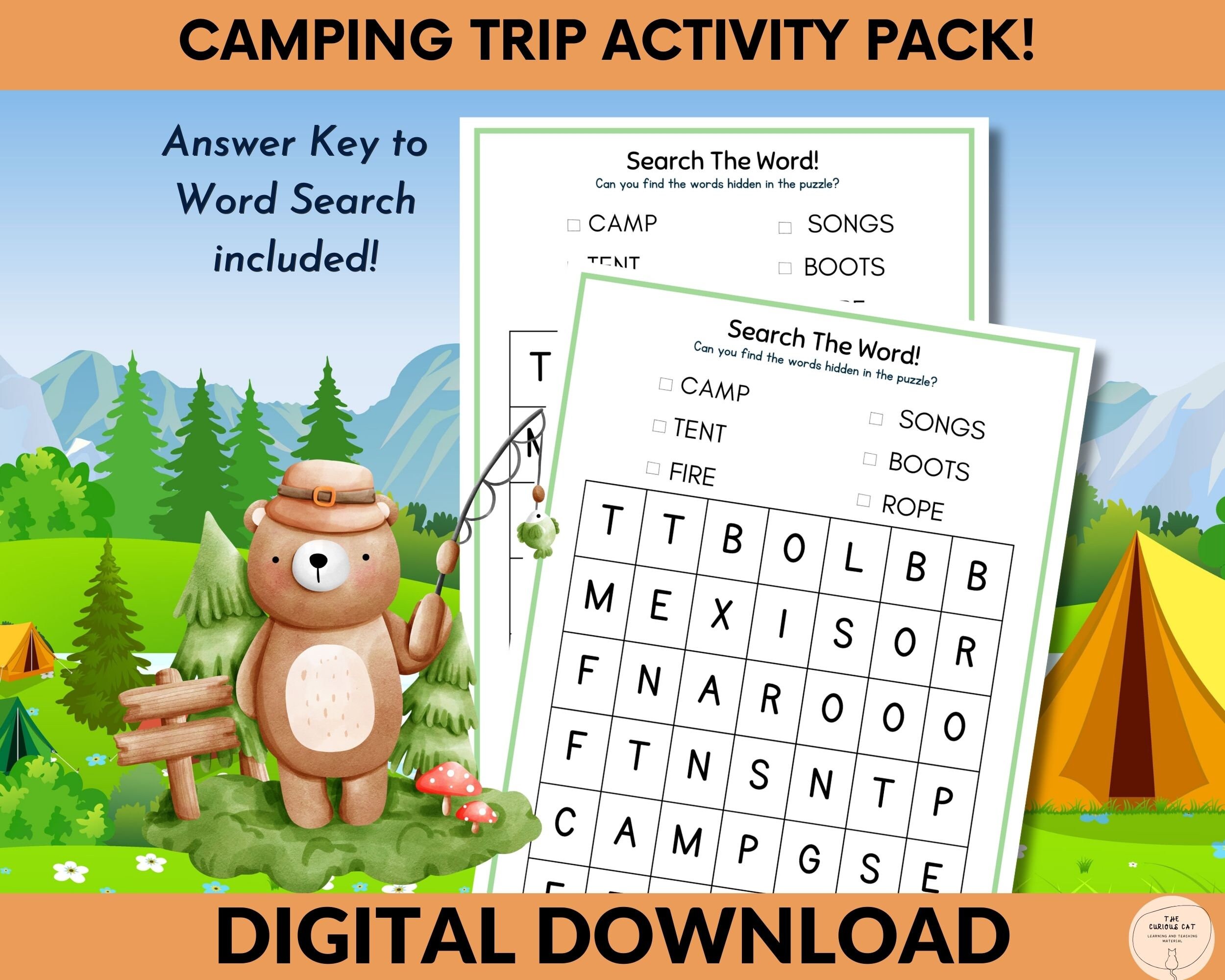 Kindergarten Printable Camping Activity Book, Coloring Pages & Games ...
