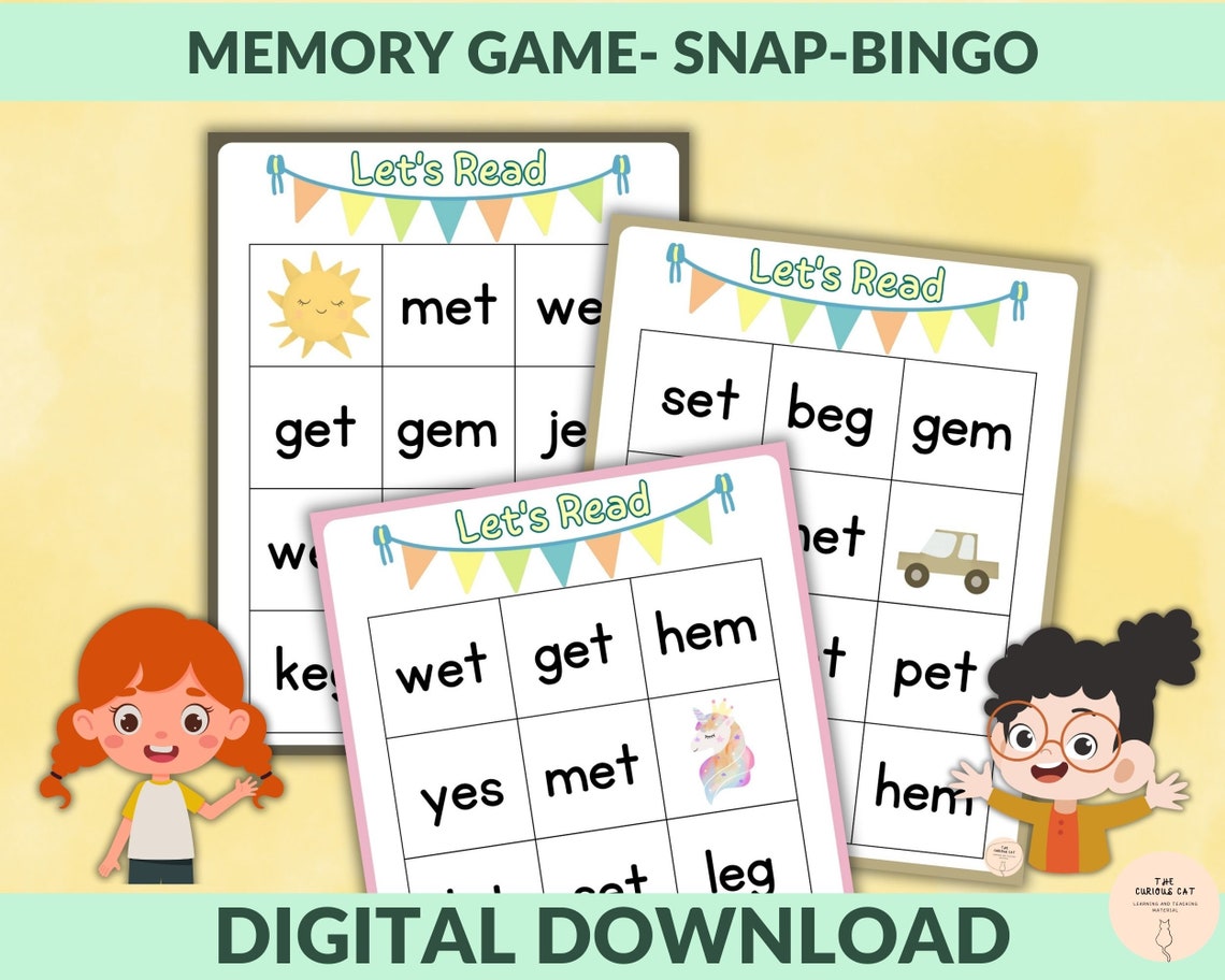 Kindergarten Phonics Game, Printable Bingo Cards & Games, Phonemic ...