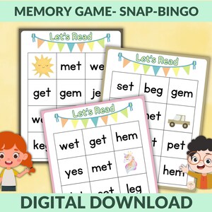 Kindergarten Phonics Game, Printable Bingo Cards & Games, Phonemic ...