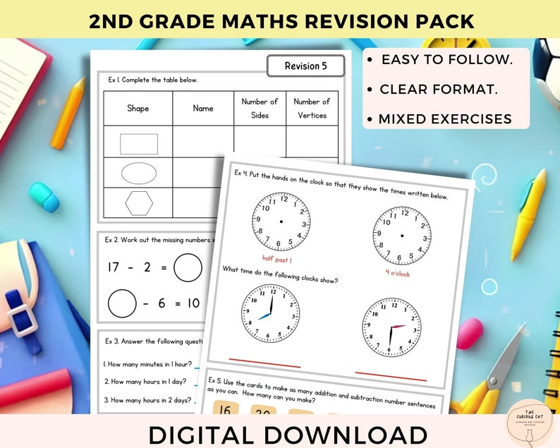2nd Grade Maths Revision Worksheets, Printable Resources for Second ...