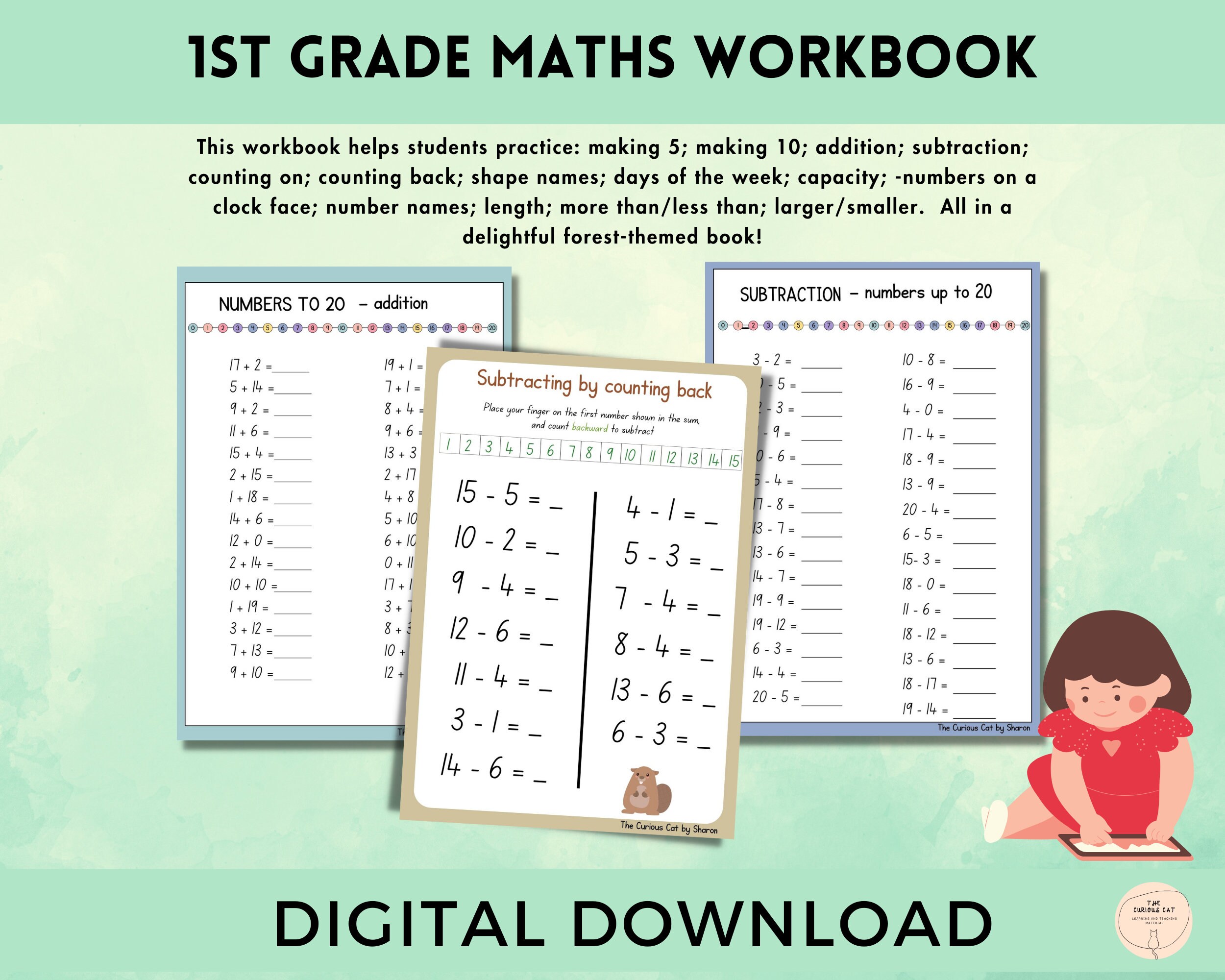 Maths Worksheets for 1st Grade, Maths Workbook, Addition, Subtraction ...