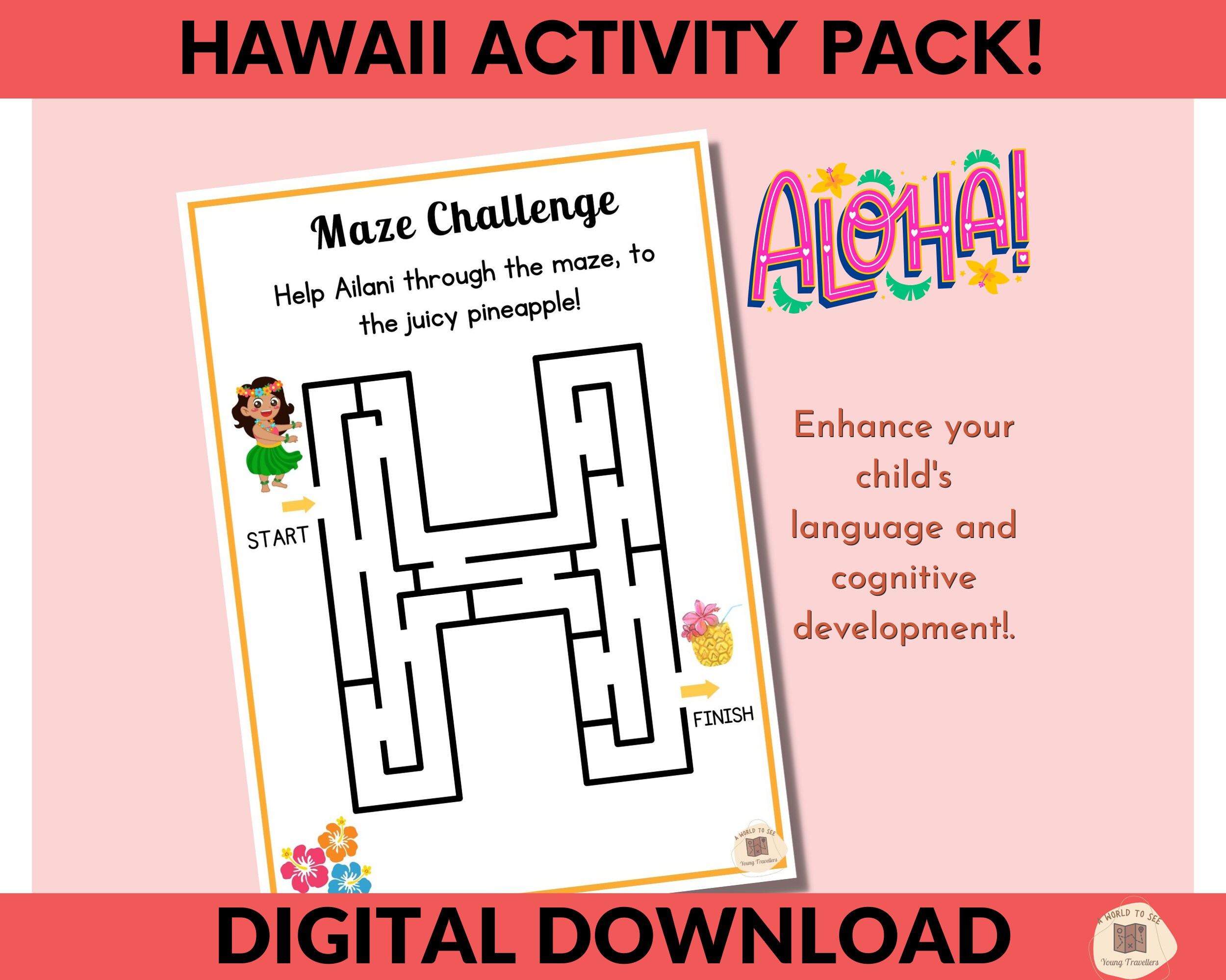 Kindergarten Worksheets, Hawaii Learning and Adventure Pack for Young ...