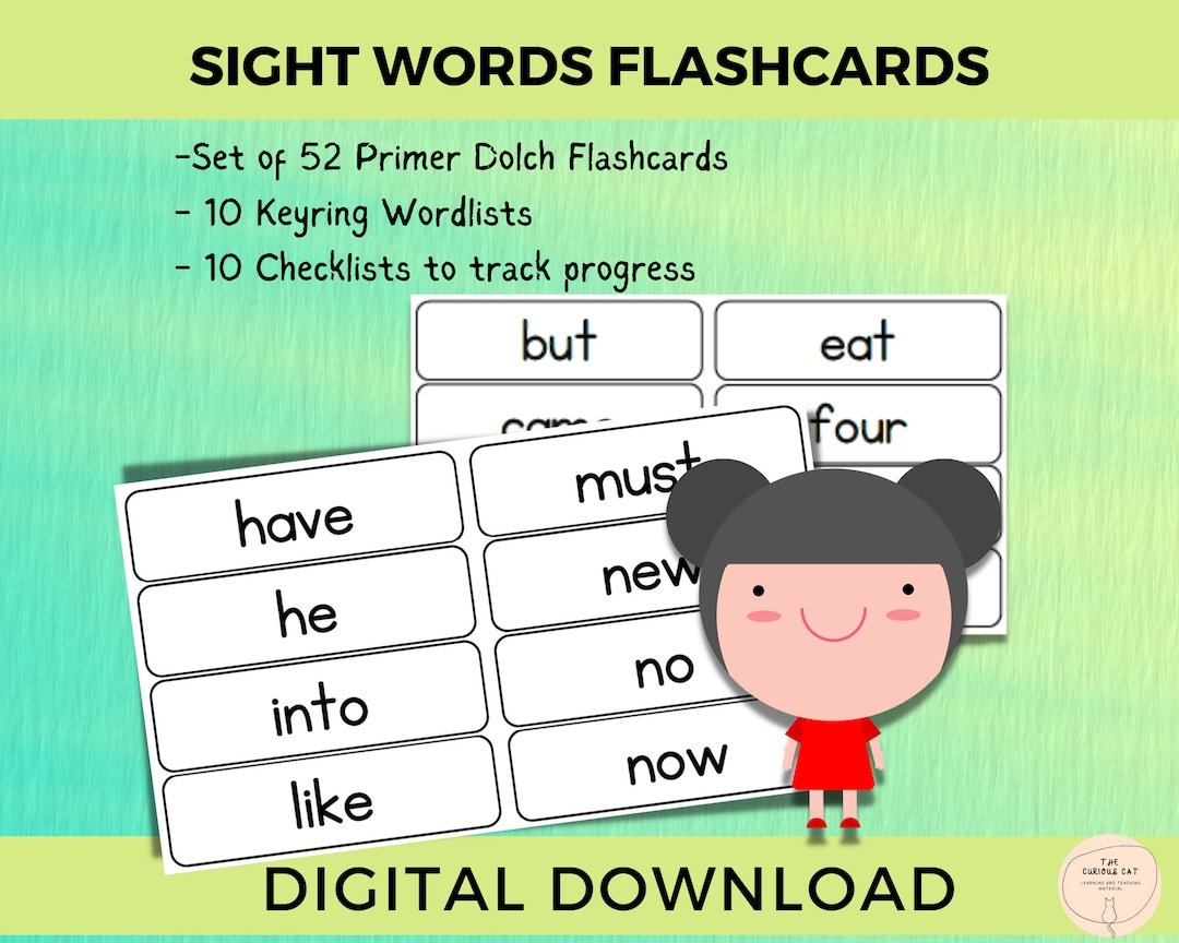 Kindergarten Sight Words, Dolch Sight Words Flashcards, Wordlists ...