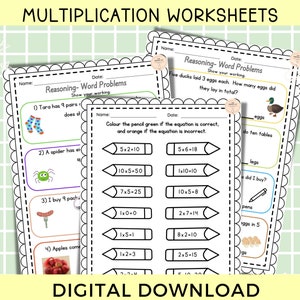Multiplication Worksheets, Maths Printables for 1st and 2nd Grade ...