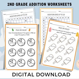 Addition Worksheets for 2nd Grade, Maths Printouts Educational Resource ...