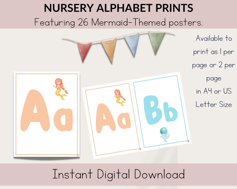 Alphabet Posters, Nursery Decor, Educational Wall Art Printable, ABC ...