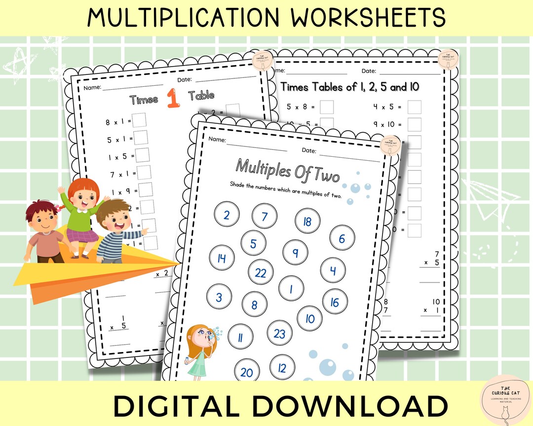 Multiplication Worksheets, Maths Printables for 1st and 2nd Grade ...