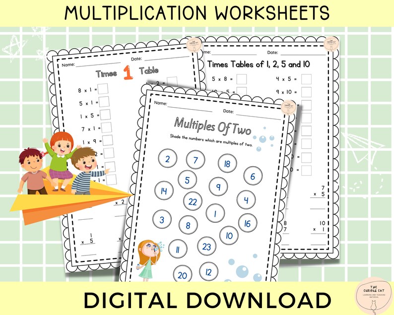 Multiplication Worksheets, Maths Printables for 1st and 2nd Grade ...