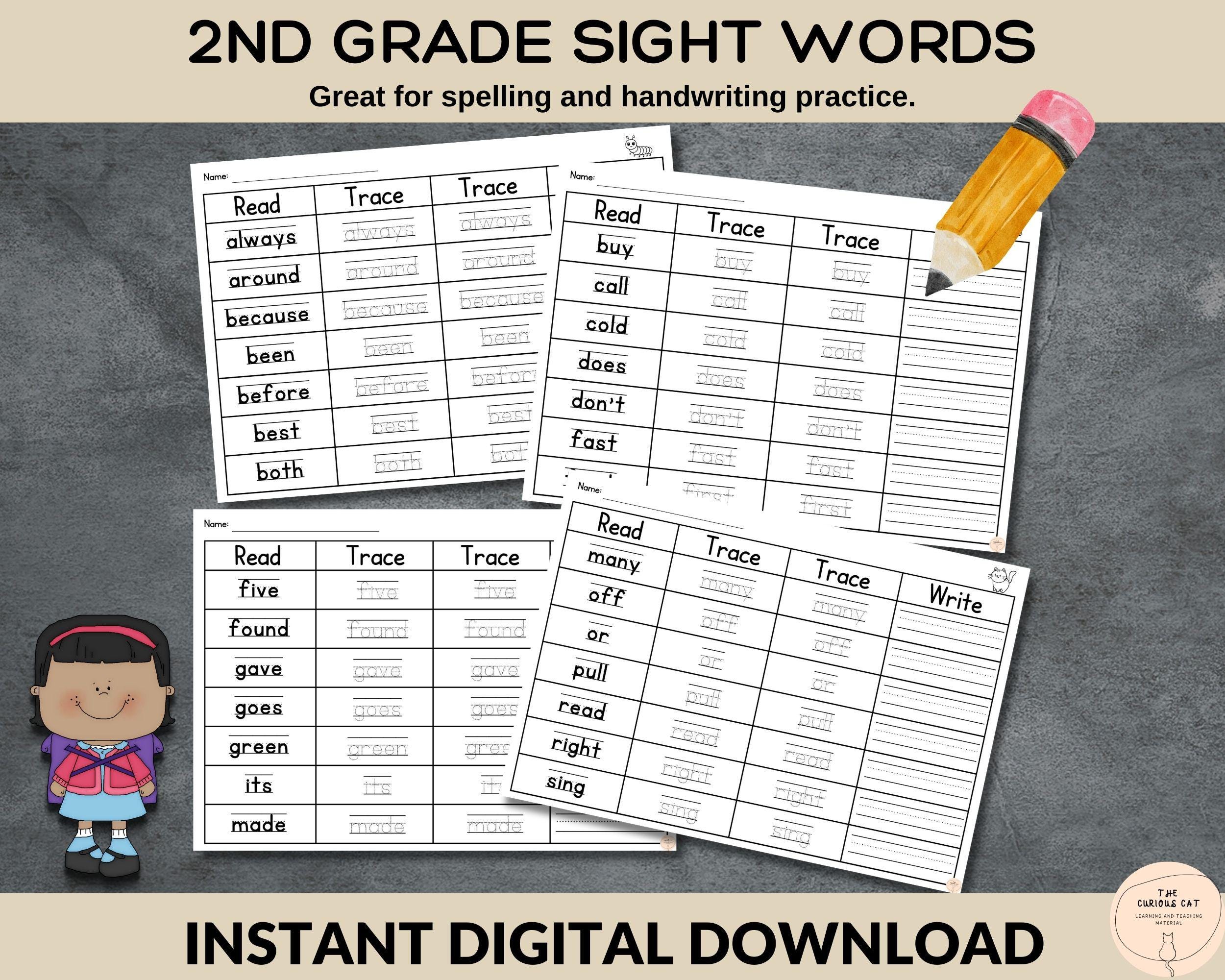 2nd Grade Sight Words Flashcards | Dolch Word Lists & Checklists ...