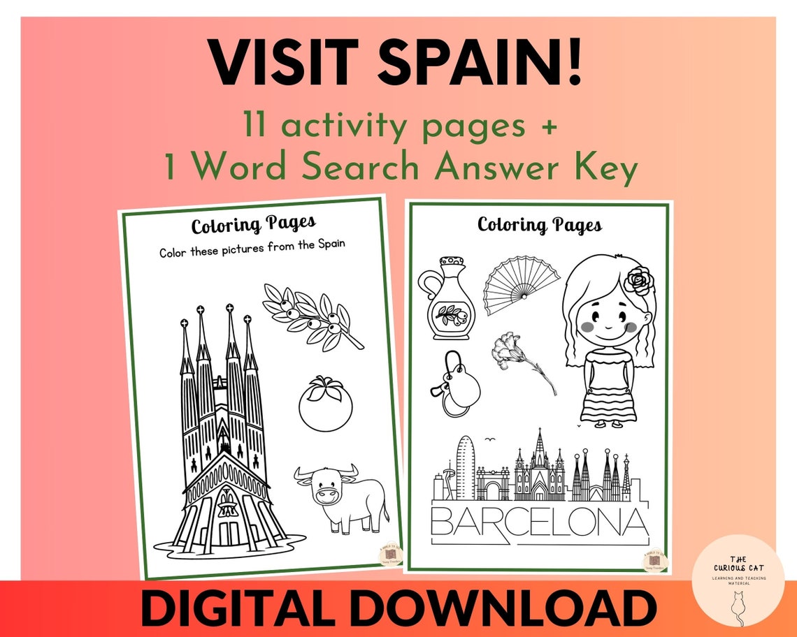 Spain Worksheets, Pre-school Worksheets, A Fun and Educational Travel ...