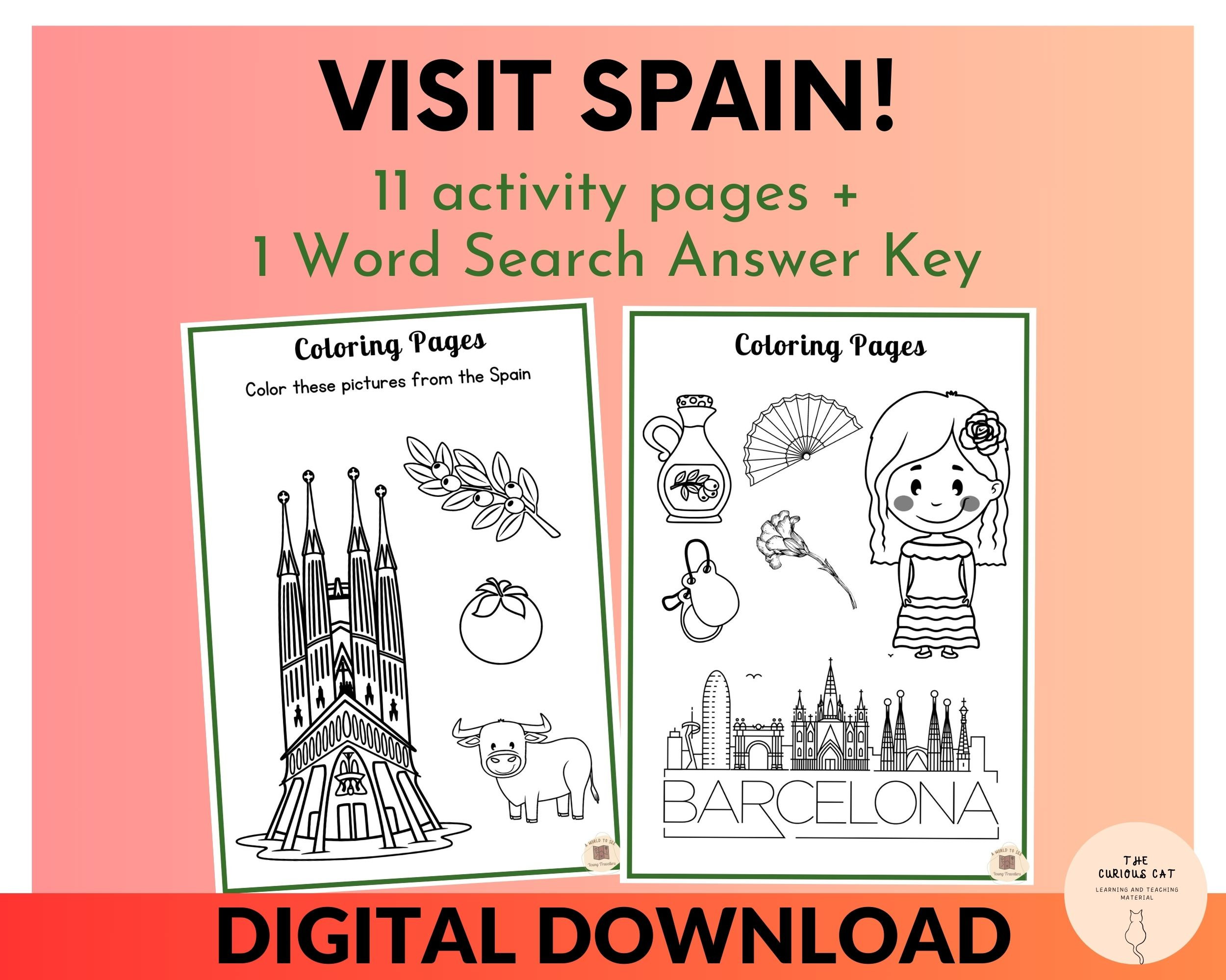 Spain Worksheets, Pre-school Worksheets, A Fun and Educational Travel ...