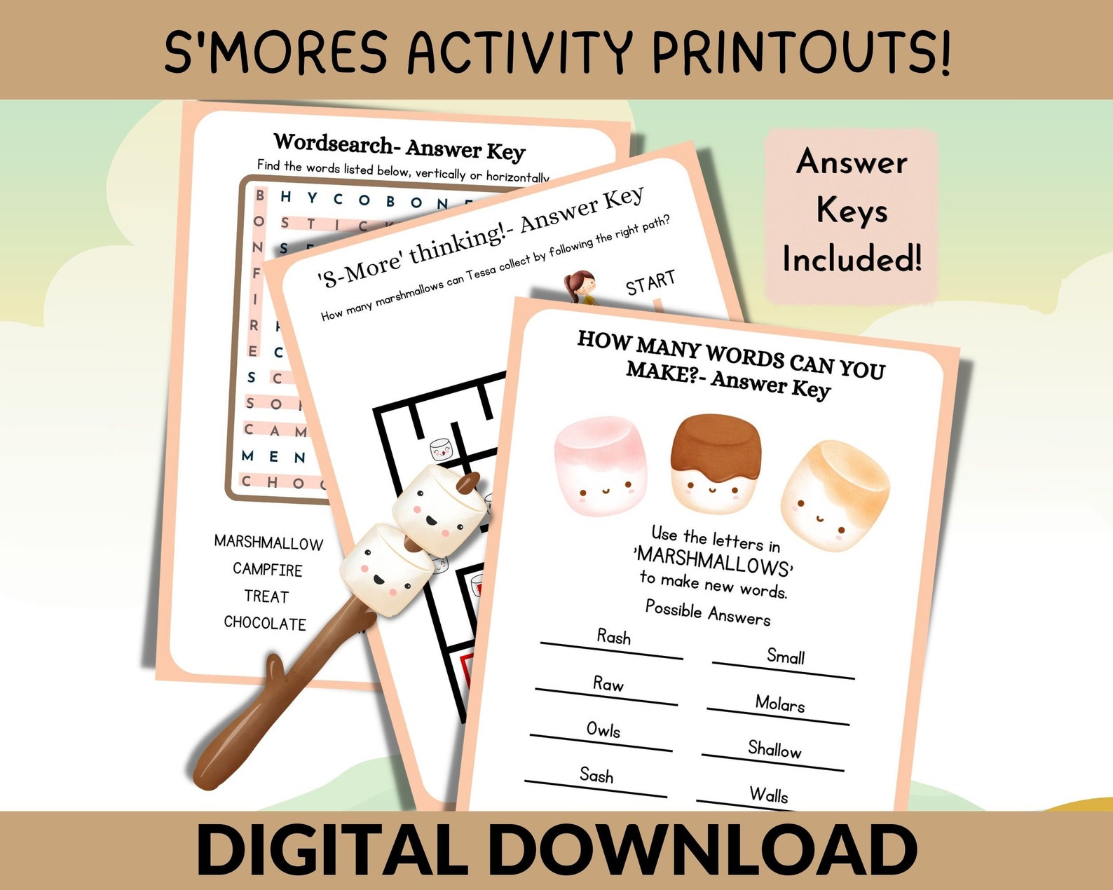 Camping Smores Game, Campfire Activities for Kids, Printables for ...