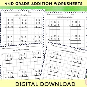 30 Addition Worksheets for 2nd Grade, Maths Printables, Addition Facts ...