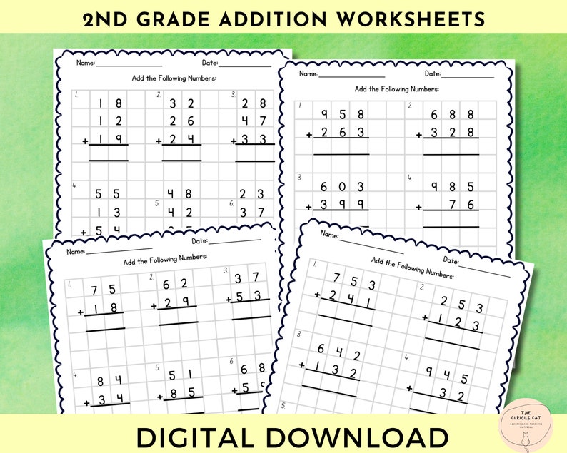 30 Addition Worksheets for 2nd Grade, Maths Printables, Addition Facts ...