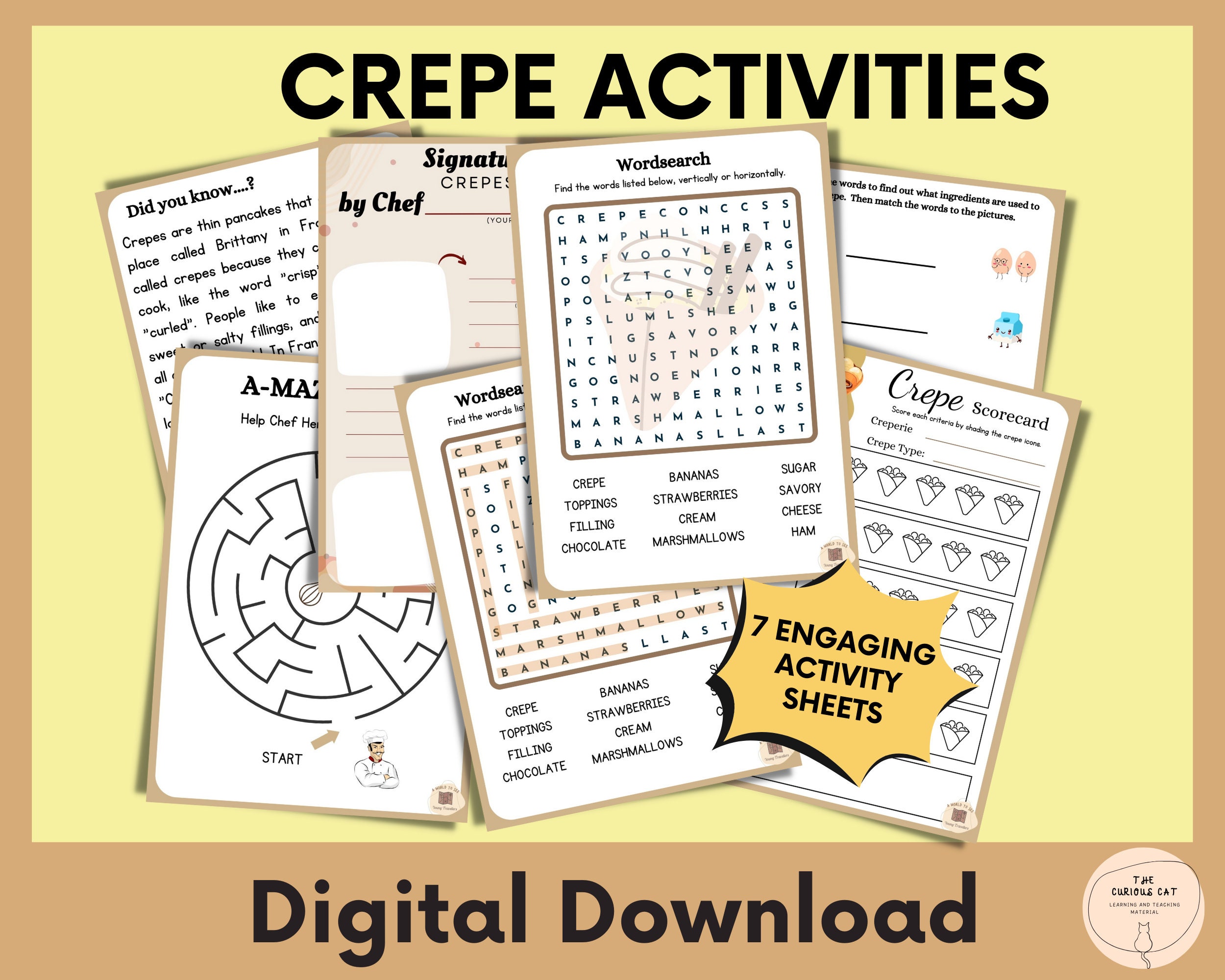 Kids Worksheet, Crepe Rating Activity, Pajama Party Activity Idea ...