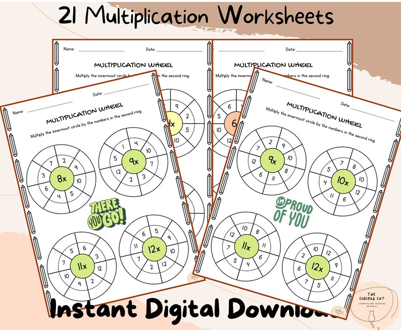 Multiplication Practice, Multiplication Wheels, Numbers 1 to 12, Maths ...