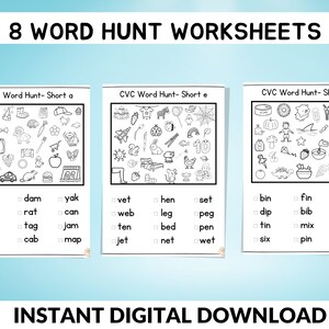 Phonics CVC Worksheets, Kindergarten Phonics Printouts, Pre-k Picture ...