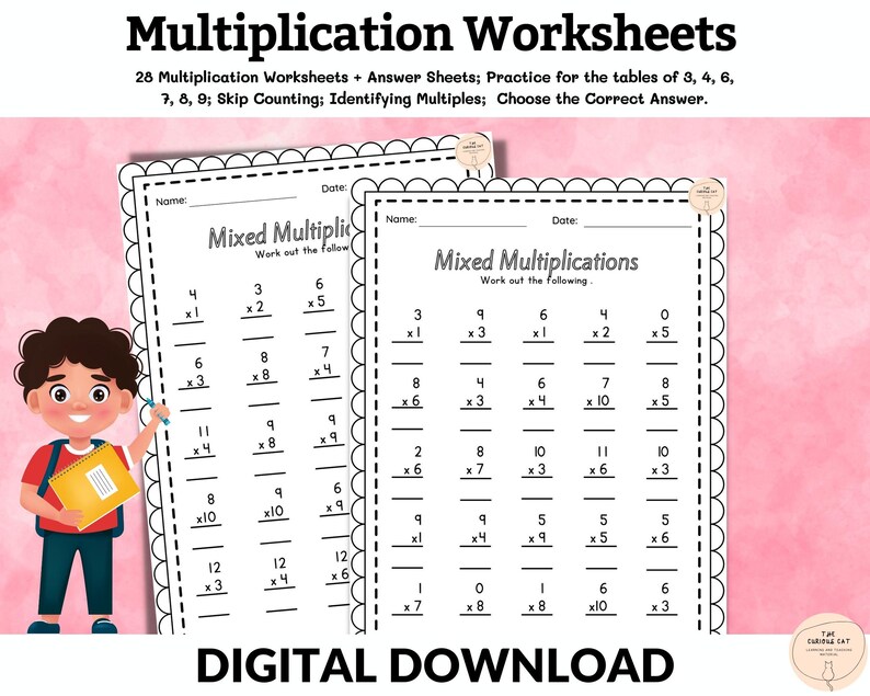 Maths Worksheets | Multiplication Printouts for 2nd - 3rd Grade With ...