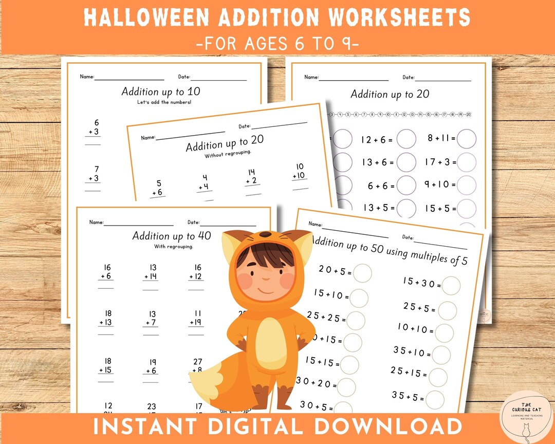 Maths Printable Halloween Worksheets, Addition Worksheets for 2nd and ...