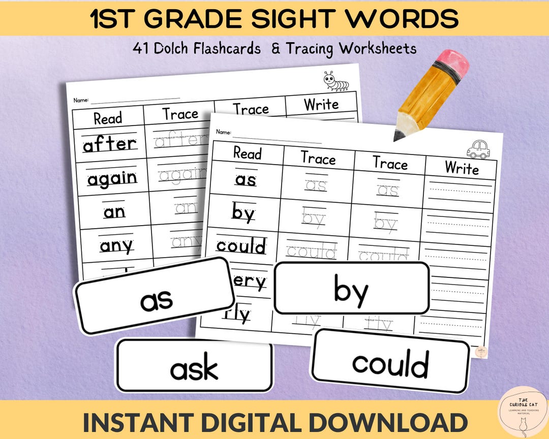1st Grade Literacy Printable, Sight Words Reading and Spelling ...