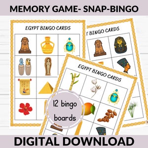 Egyptian-themed Game Set, Kids Printable Games, Ancient Egypt, Bingo ...