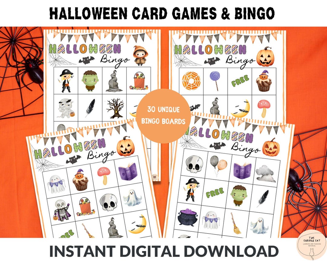 Kids Printable Game, Halloween Bingo Cards, Halloween Printable Games ...