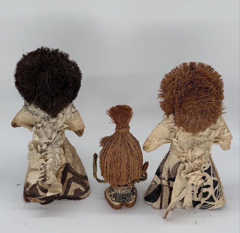 Polynesian Tongan Vintage Fiji Tapa Cloth Dolls & Coconut Warrior Set ...