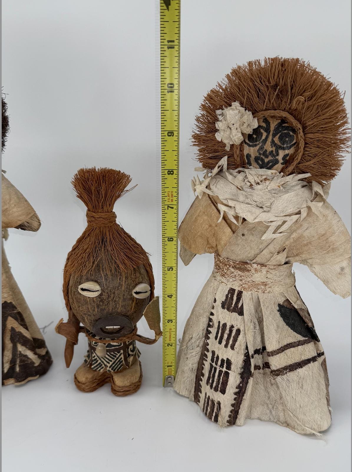 Polynesian Tongan Vintage Fiji Tapa Cloth Dolls & Coconut Warrior Set ...