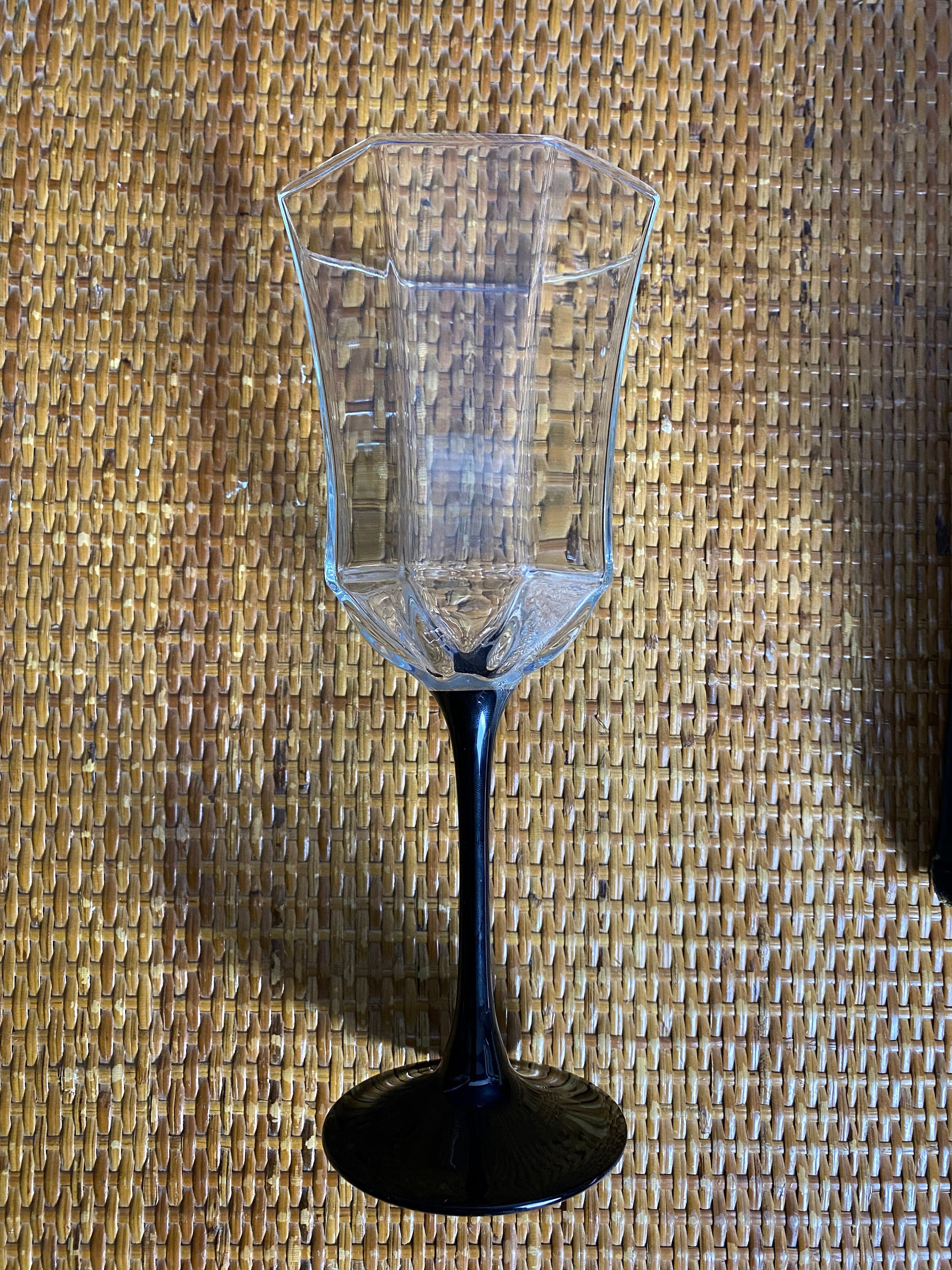 Set of Four Vintage Octave Luminarc France Crystal 8 Octagon Black Stem ...