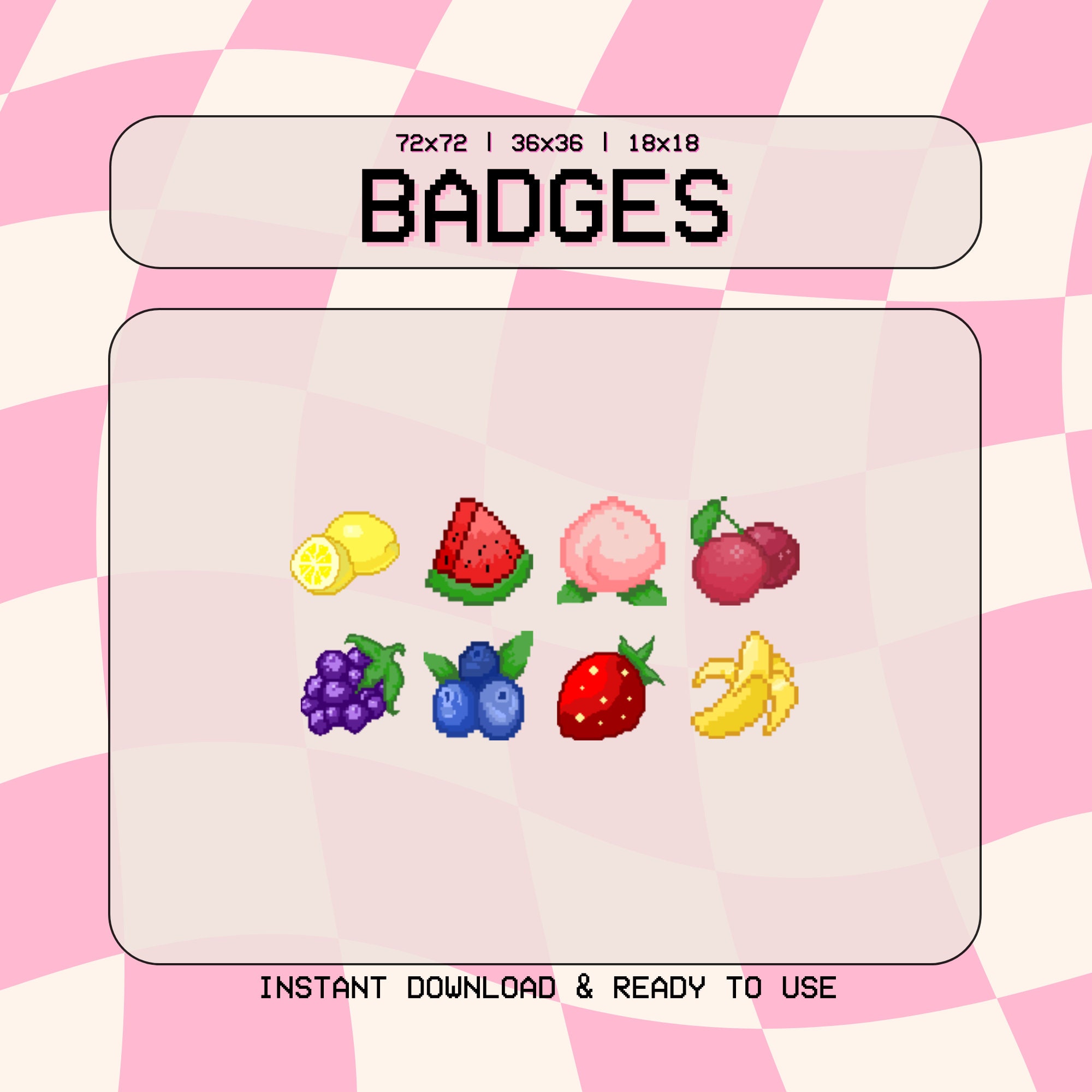 8 8-bit Pixel Fruit Sub Badges | Digital Download | Twitch, Youtube ...