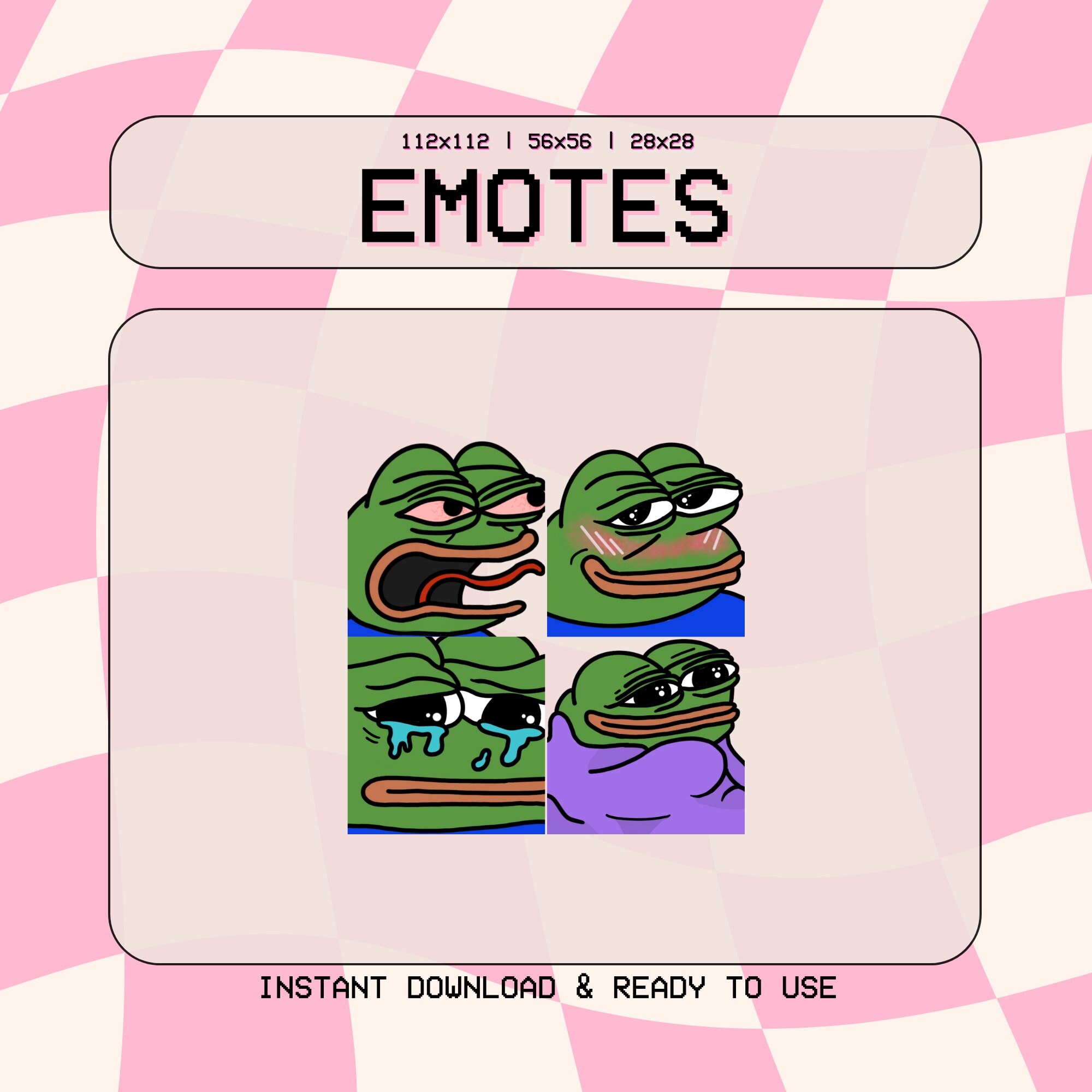 4 Pepe Meme Emotes Digital Download Twitch, Discord, Youtube, Kick Rage ...