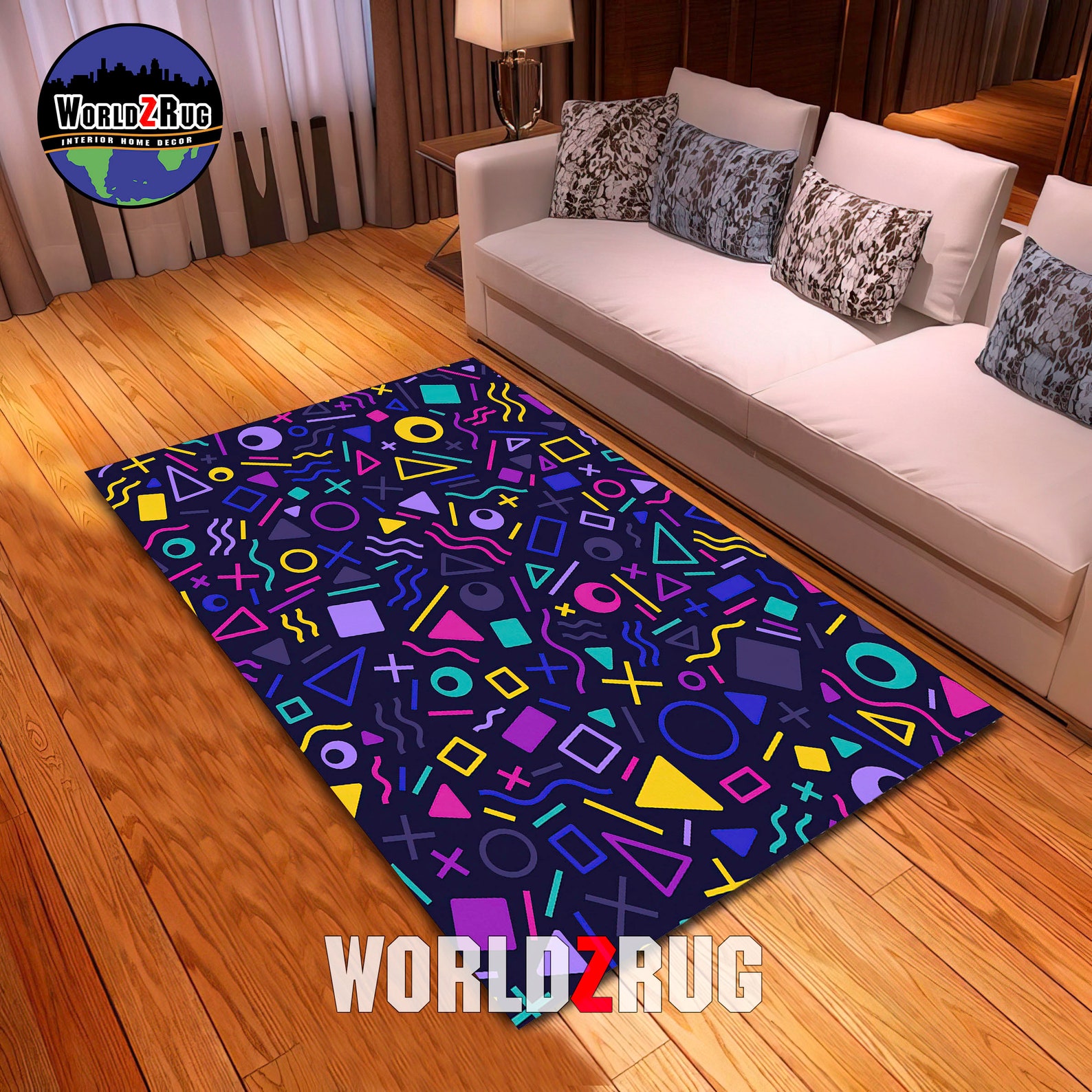 Retro Rug Arcade Carpet Home Theater Style Area Rug 90s - Etsy