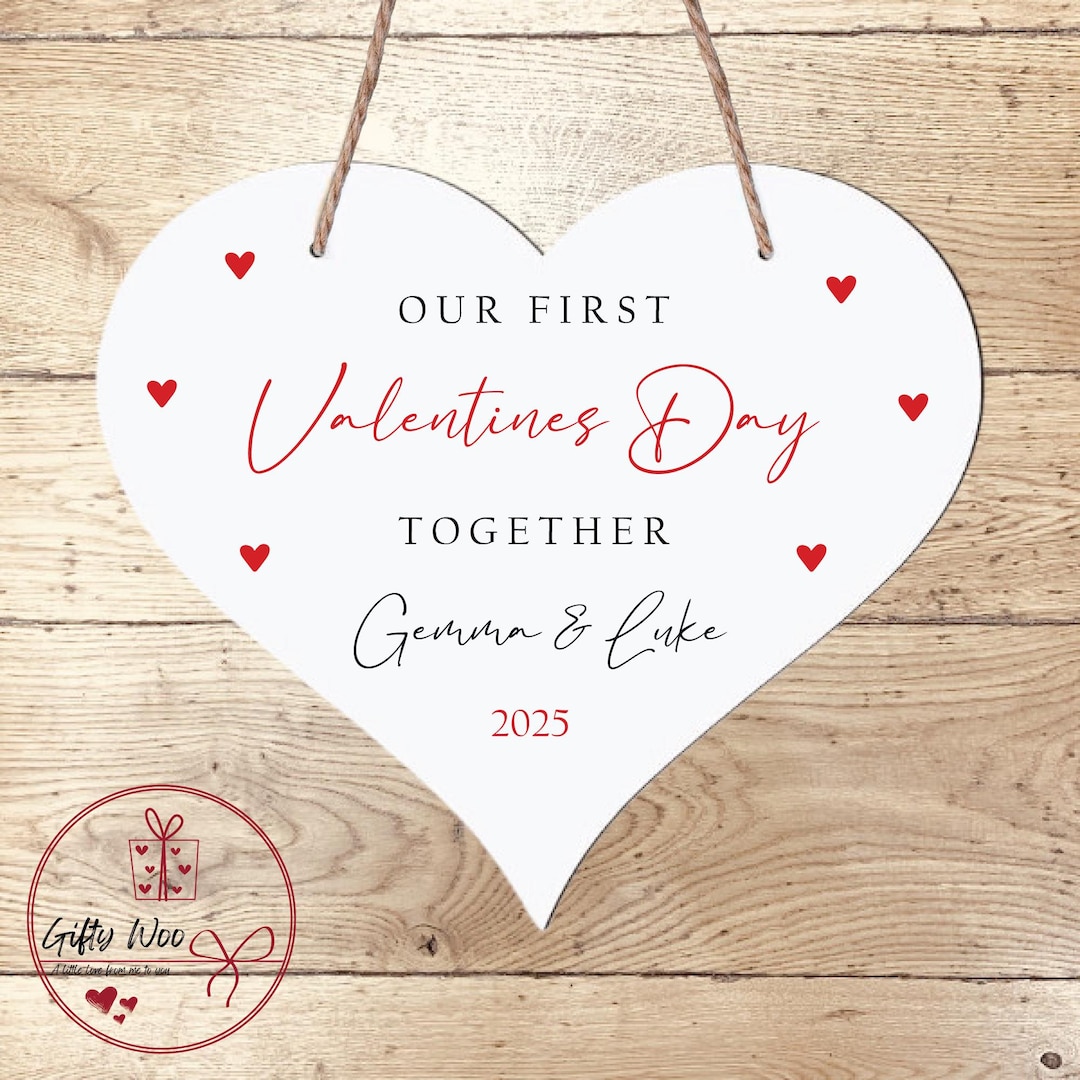 Our First Valentines Day Gift Hanging Heart Valentines Decoration First ...