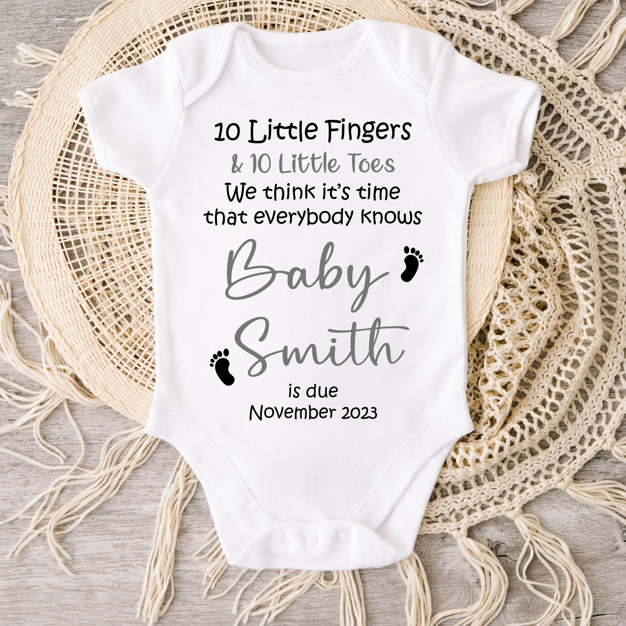 10 Little Fingers 10 Little Toes Pregnancy Announcement Baby Vest ...